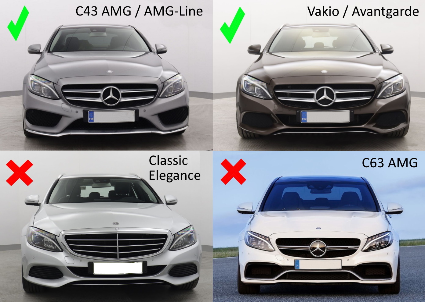 M-B W205 "GT-R Look" sport-maski 2014-2018 (Avantgarde)