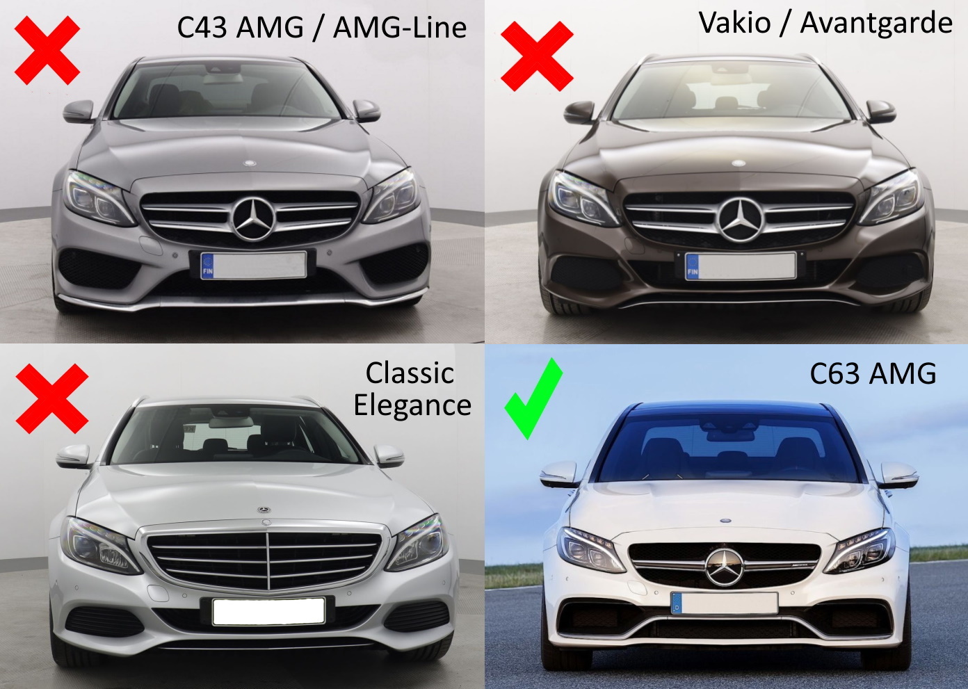 M-B W205 Front Spoiler AMG-Line - M-B W205 Front splitter