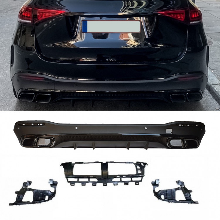 M-B GLE V167 Rear diffuser with black pipe ends - W167 diffuser