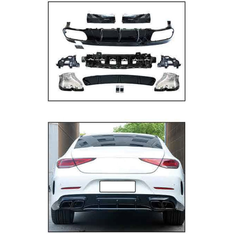 M-B CLS C257 Rear diffuser with black exhaust tips - CLS diffuser