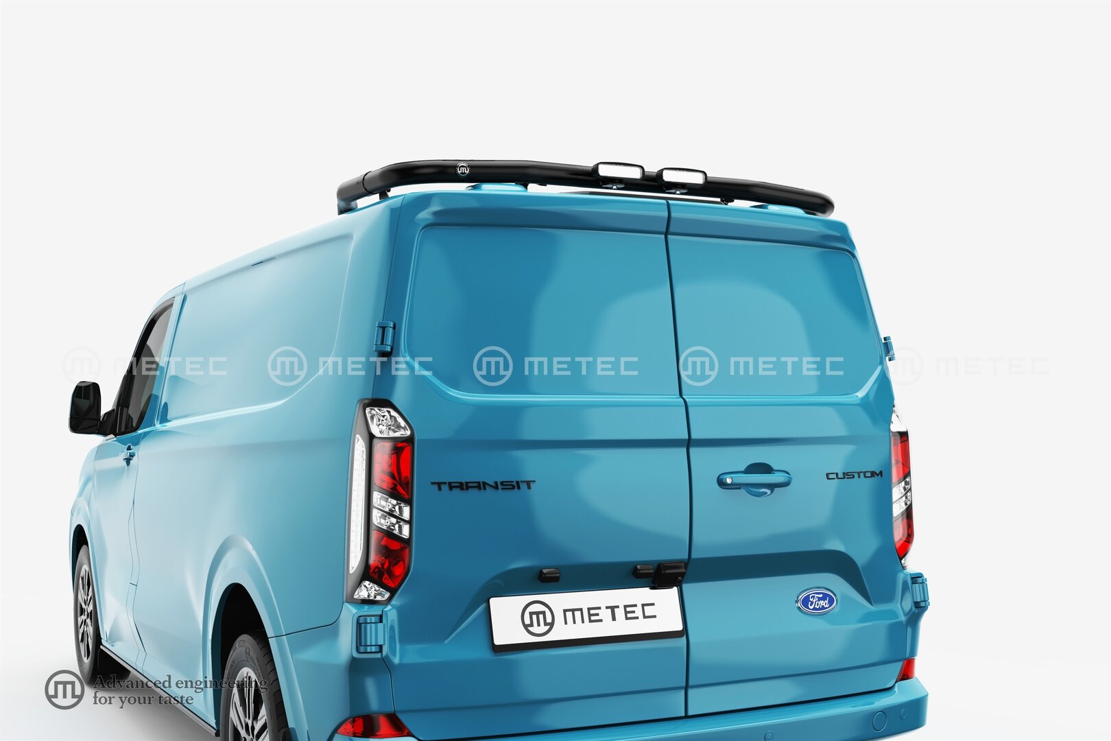 Ford Transit Custom Black light rail to back of the roof -light-